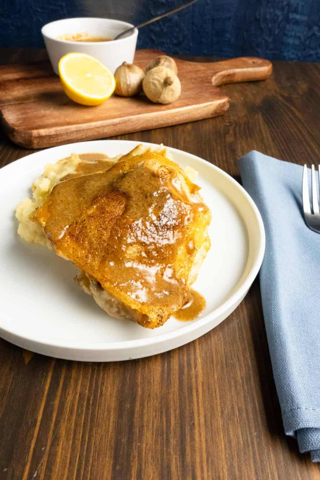 Black Garlic Sauce and Crispy Chicken Thighs - The Bluster and the Burrow